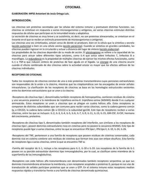 Citocinas | IOVANNY CRUZ OJEDA | uDocz