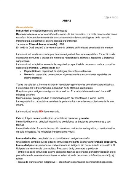 Resumen primer bloque inmunología | IOVANNY CRUZ OJEDA | uDocz