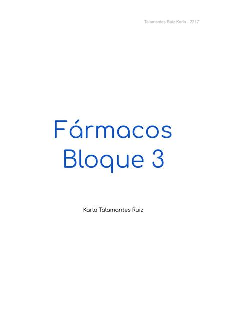 Tabla de farmacos 3 bloque | IOVANNY CRUZ OJEDA | uDocz