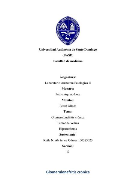 glomerulonefritis cronica | Dra. Batista | uDocz