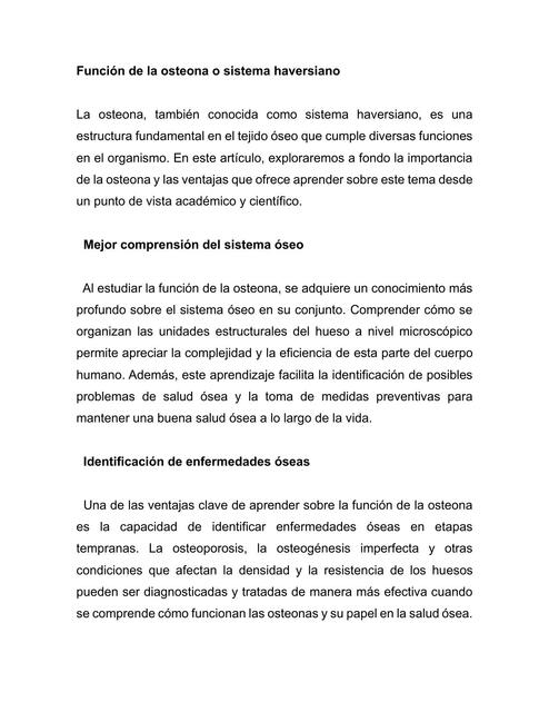 Función de la osteona o sistema haversiano | bioanatomia | uDocz