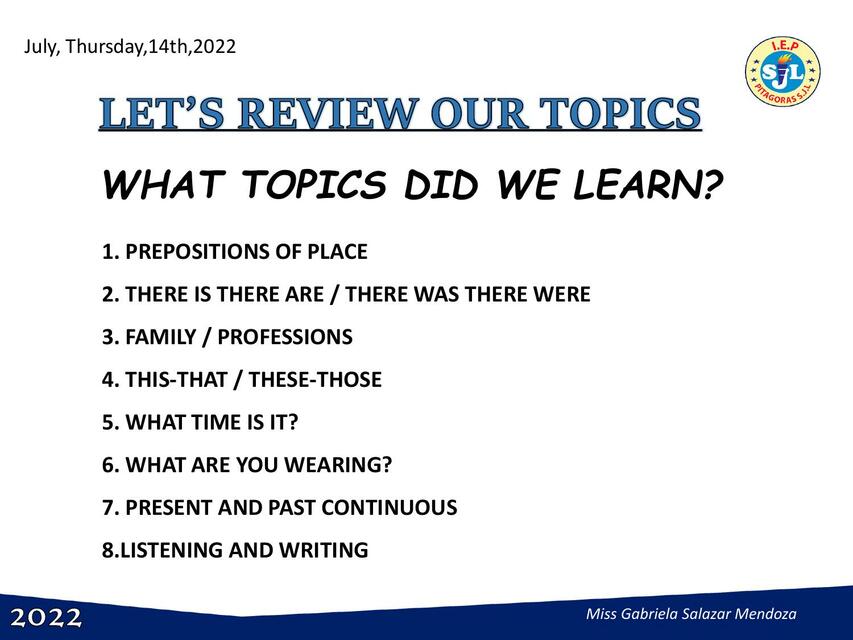 Let's Reviem Our Topics | Lalí | uDocz