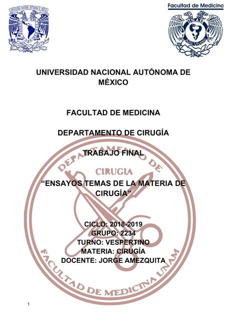 Resumen de la materia introducción a la cirugía | IOVANNY CRUZ OJEDA | uDocz