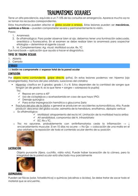 Traumatismos oculares | Karine Bacellar | uDocz