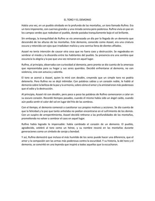 El Toro y el Demonio | Neisser Stick Tello Cardenas | uDocz