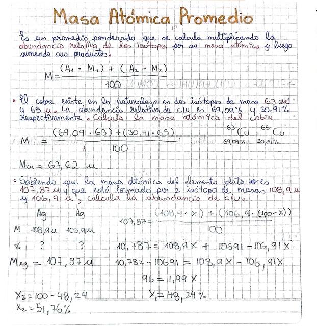Masa Atómica Promedio | Liza Stuudio | uDocz