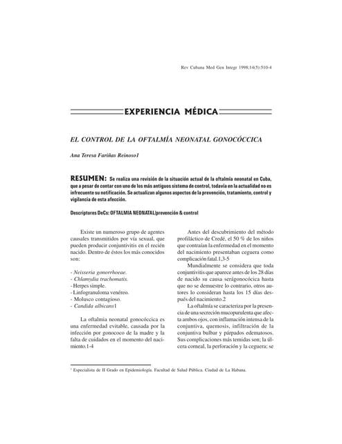 El Control de la Oftalmía Neonatal Gonocóccica | Jasso Nava Alexa ...