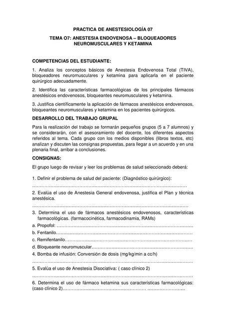 Anestesia Endovenosa- Bloqueadores Neuromusculares y Ketamina | Percy ...