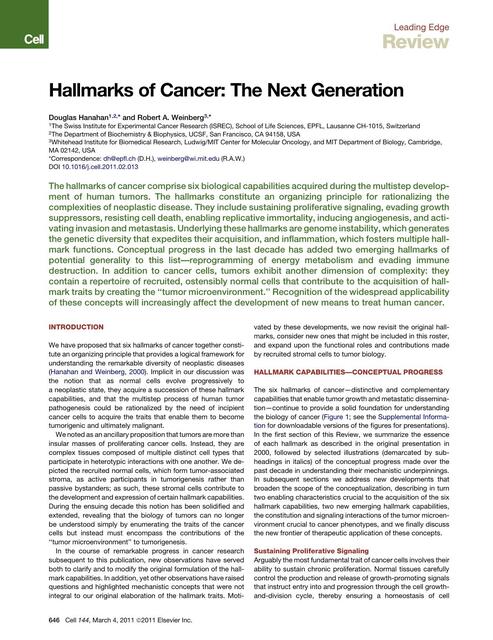 Hallmarks of Cancer | Angélica Mena | uDocz
