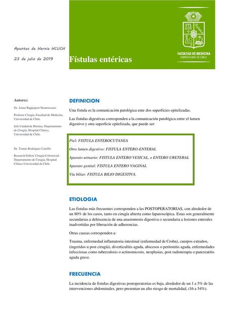 Fístulas entéricas | Angélica Mena | uDocz