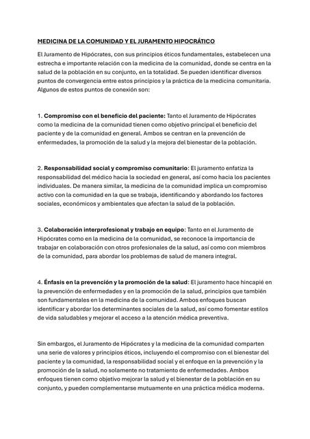 Medicina de la Comunidad y el Juramento Hipocrático | Manuela França ...
