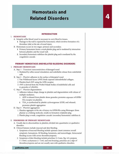 Hemostasis and Related Disorders | Hito Cano Daneshka | uDocz
