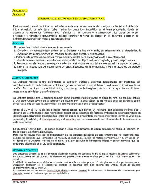 Enfermedades endocrinas┃AO9┃Pediatría I | Ysaac Garcia | uDocz