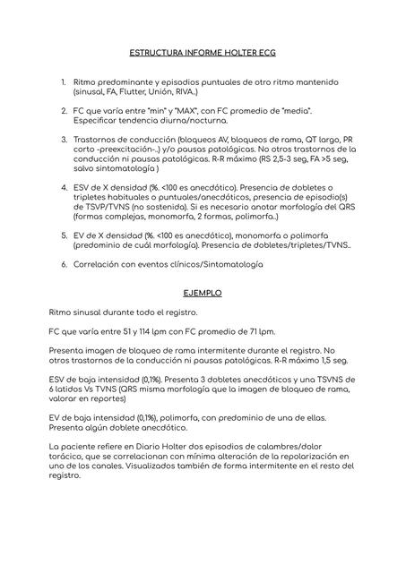 Estructura Informe Holter ECG | Armando | uDocz