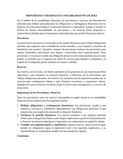Provisiones y Reservas en Contabilidad Financiera | Karla Y. Simental ...