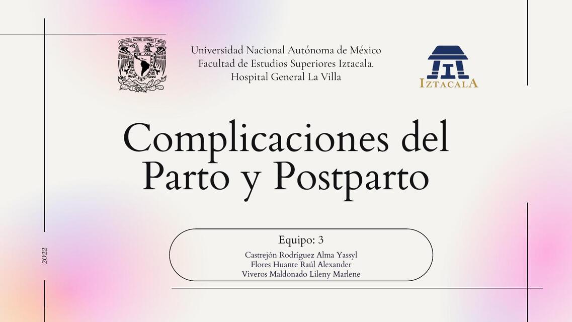Complicaciones del Parto y Postparto | Angélica Mena | uDocz
