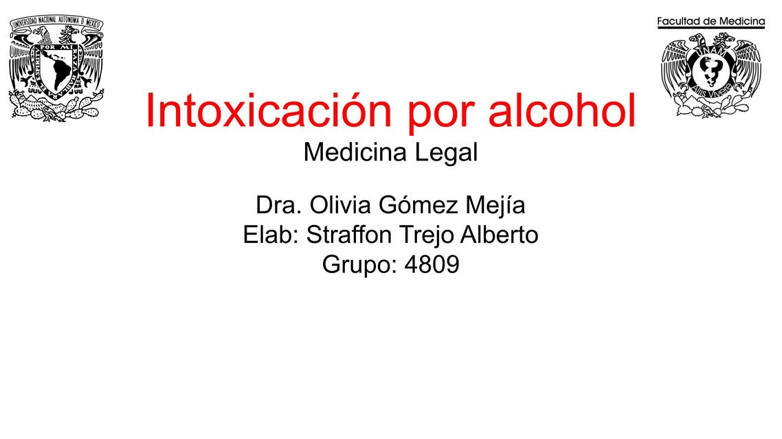 Intoxicacion por alcohol etanol | Jessy González | uDocz