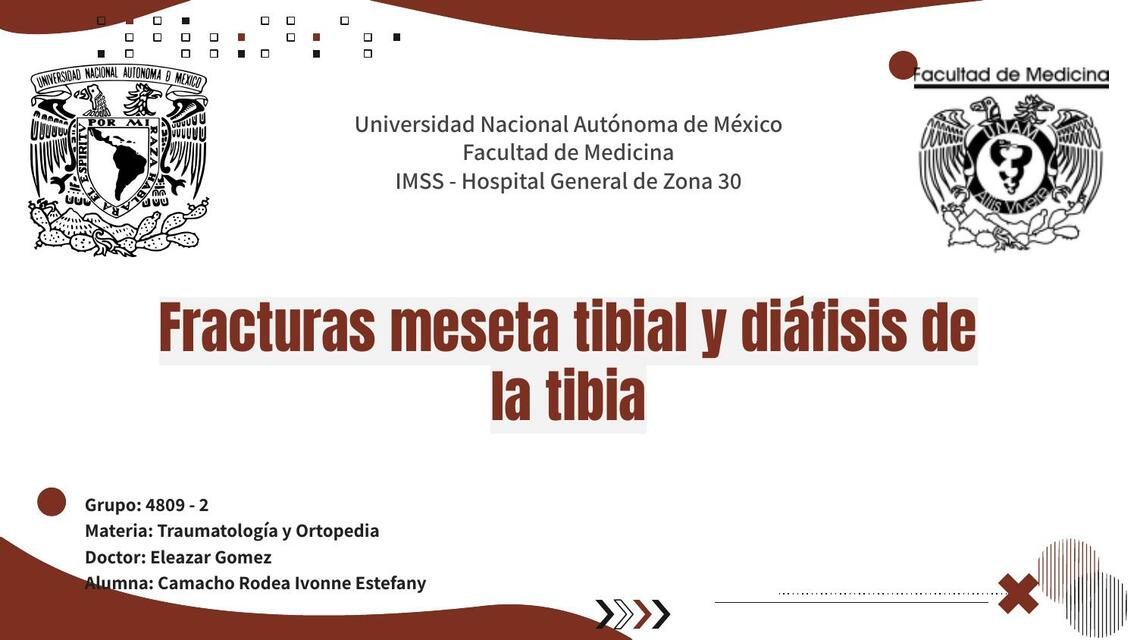 Fracturas meseta tibial y diáfisis de la tibia | Jessy González | uDocz