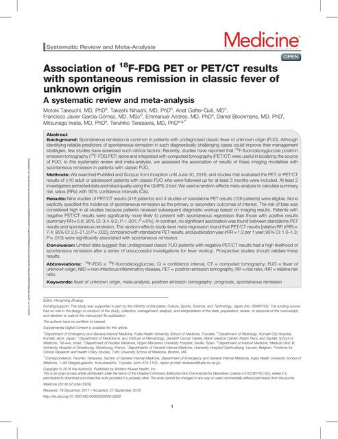 METANALYS fever of unknown origin. Takeuchi | Jessy González | uDocz