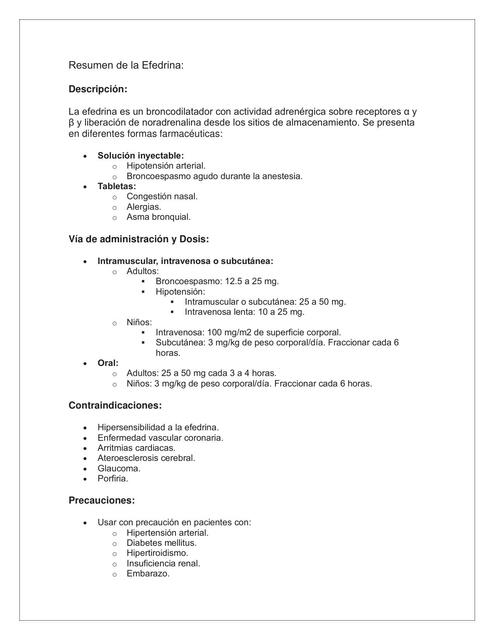 Resumen de la Efedrina | Sharon Velazquez.A | uDocz