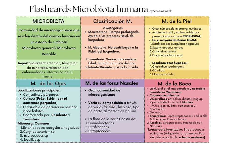 Flash Cards Microbiota | NINOSKA CASTILLO BRAVO | uDocz
