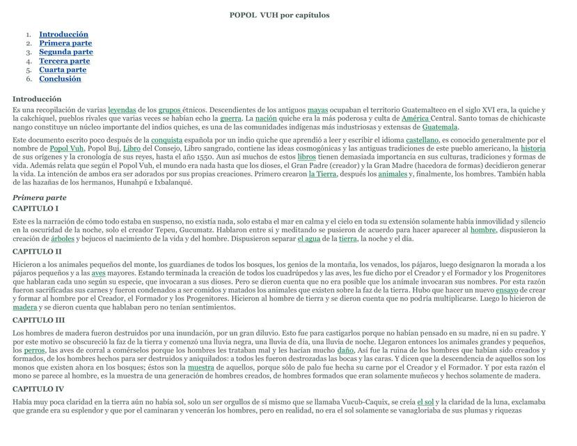 POPOL VUH por capitulos | Juan Pedrozo | uDocz