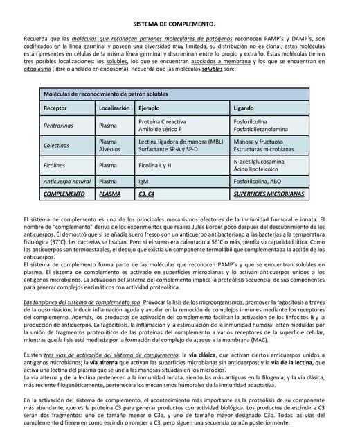 Sistema de complemento | IOVANNY CRUZ OJEDA | uDocz