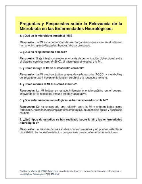 Preguntas y Respuestas sobre la Relevancia de la Microbiota en ... Preguntas y Respuestas sobre la Relevancia de la Microbiota en ...