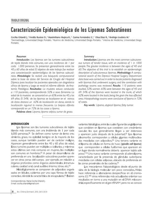 Caracterización epidemiológica de los lipomas subc | Alvaro Rodolfo Davila Morales | uDocz