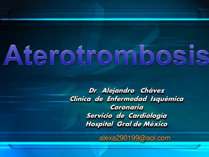 Aterotrombosis clase | IOVANNY CRUZ OJEDA | uDocz