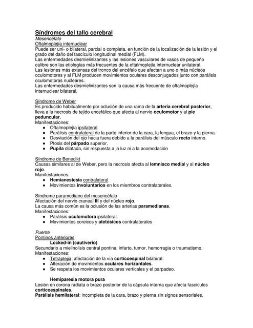 Síndromes del tallo cerebral | Doctora Any | uDocz