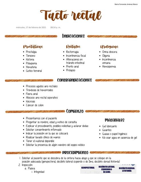 Tacto rectal resumen | IOVANNY CRUZ OJEDA | uDocz