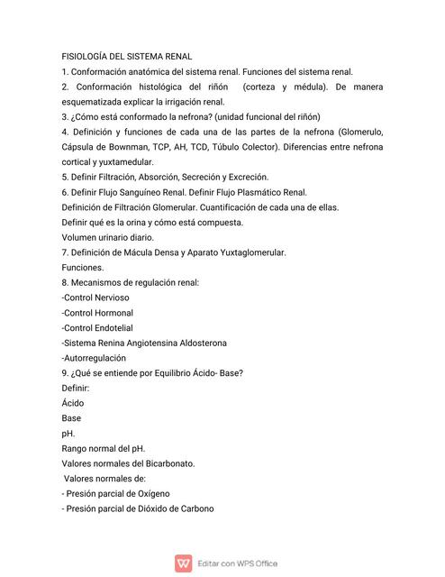 Fisiologia del sistema renal | jesus duran | uDocz