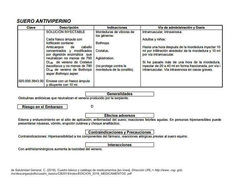 Suero antiviperino-cuadro básico usos e indicaciones | Sharon Velazquez ...