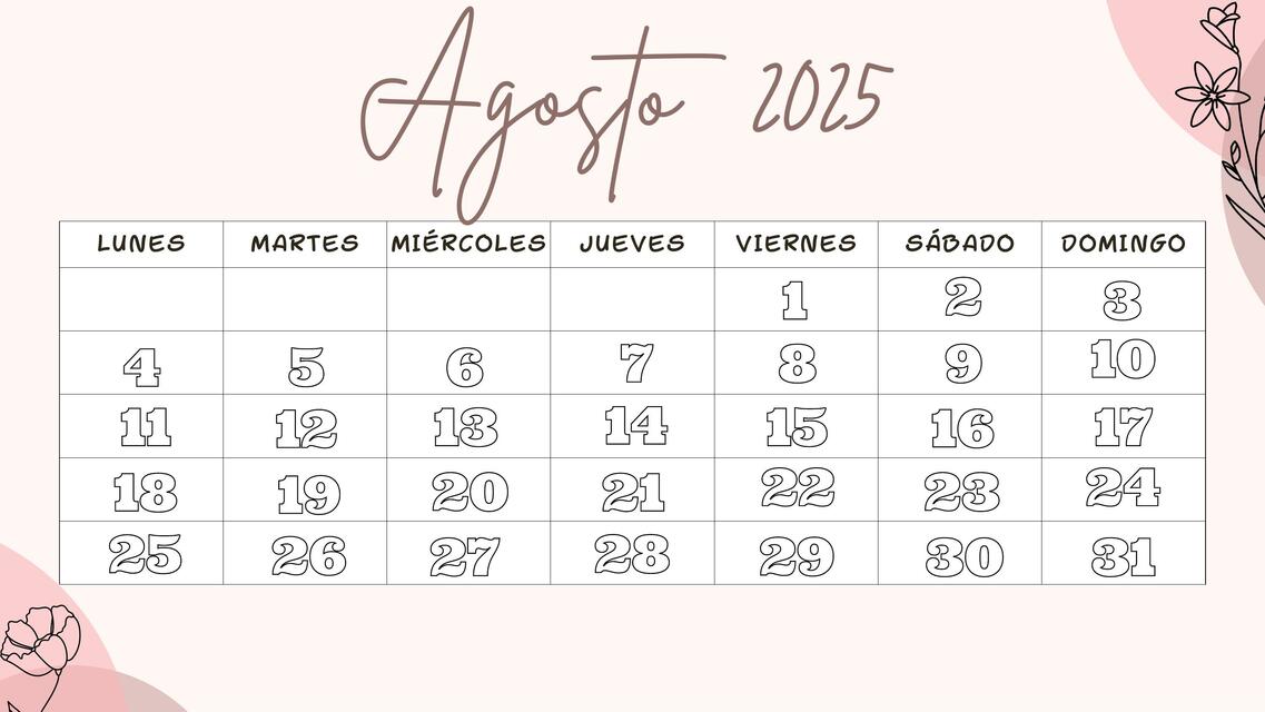 Calendario agosto 2025 | Educación Especial | uDocz