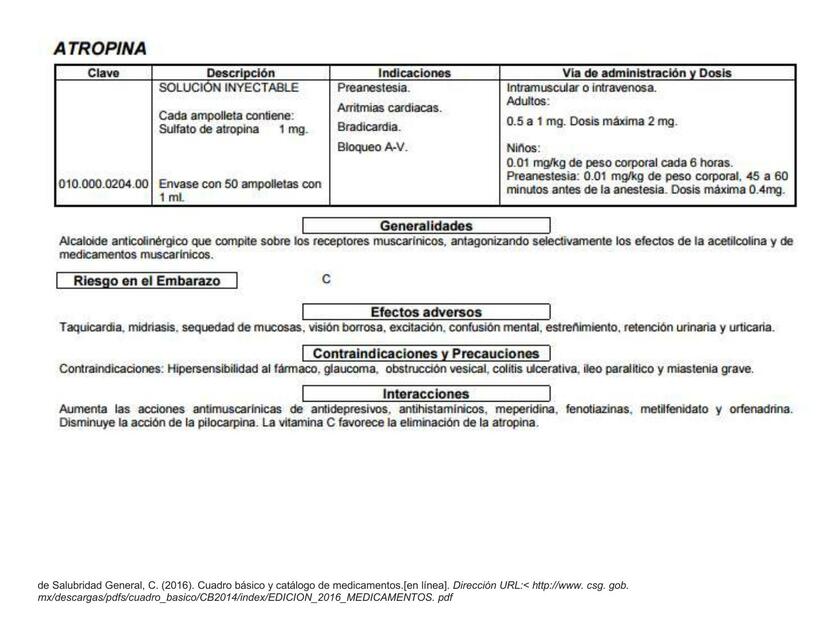 ATROPINA-cuadro básico usos e indicaciones | Sharon Velazquez.A | uDocz