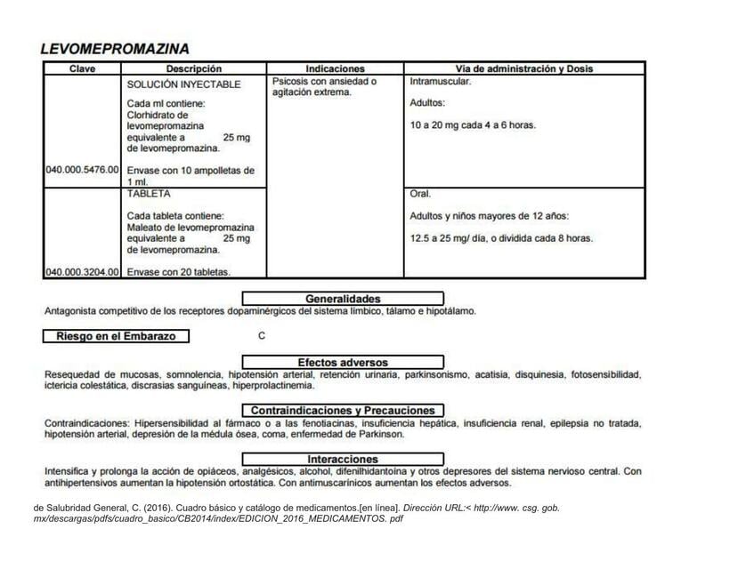 Levomepromazina-cuadro básico usos e indicaciones | Sharon Velazquez.A ...