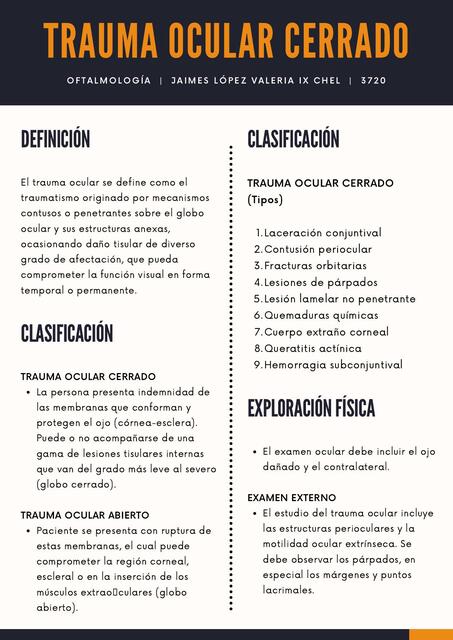 Trauma ocular cerrado y quemaduras oculares resumen | IOVANNY CRUZ OJEDA | uDocz