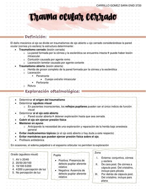 Trauma ocular cerrado y quemaduras oculares resumen | IOVANNY CRUZ ...