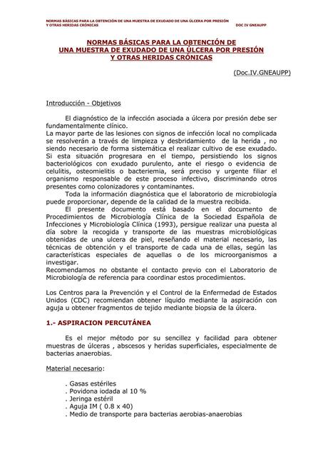 Normas básicas para la obtención de Una muestra de exudado de una ...