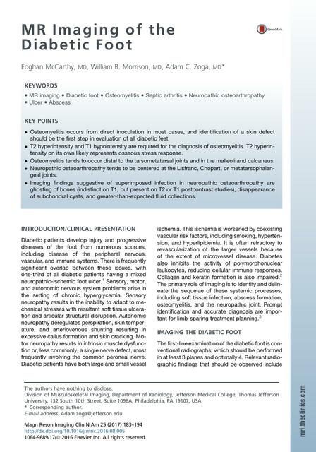 MR Imaging of the Diabetic Foot | Jessy González | uDocz