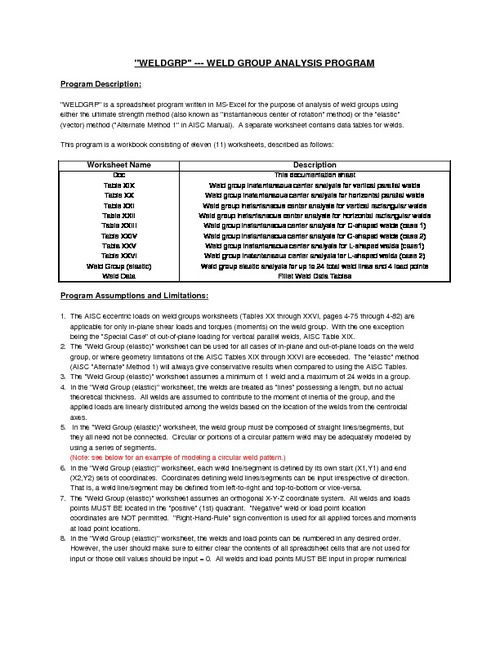 Weldgrp Weld Group Analysis Program | cesar romero vilchez | uDocz