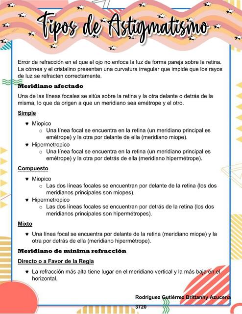 Tipos de astigmatismo | IOVANNY CRUZ OJEDA | uDocz