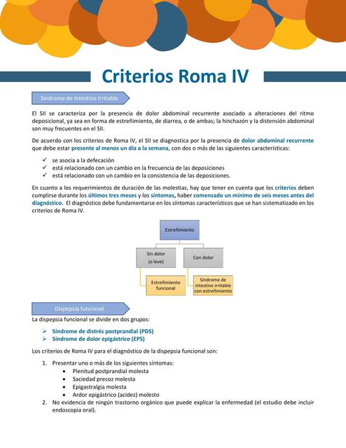 Criterios de roma IV gastroenterologia resumen | IOVANNY CRUZ OJEDA | uDocz