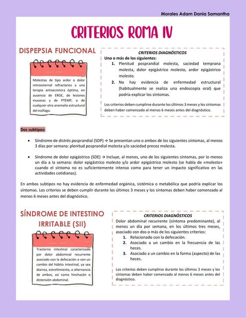 Criterios de roma IV gastroenterologia resumen | IOVANNY CRUZ OJEDA | uDocz