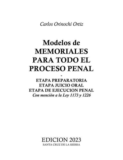 Modelos de Memoriales para Todo el Proceso Penal | lilith argañarios ...