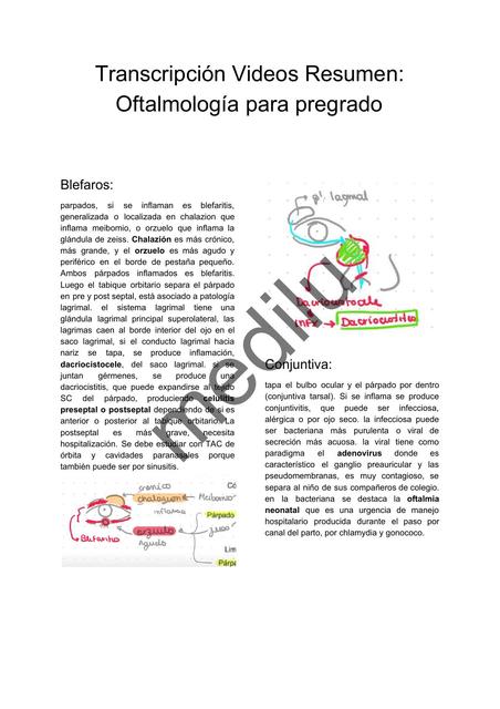 Resumen oftalmología para medico general | Medi Lu | uDocz
