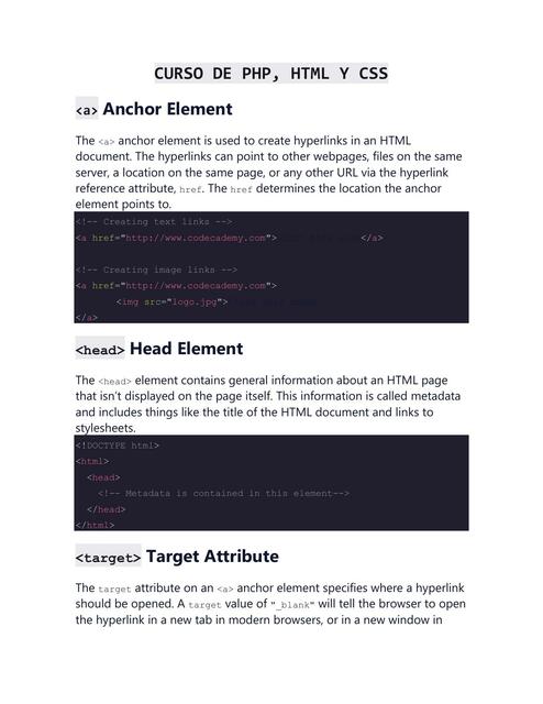 Flashcards de Curso de PHP , HTML , CSS | Por Jorge Luis Monroy | uDocz