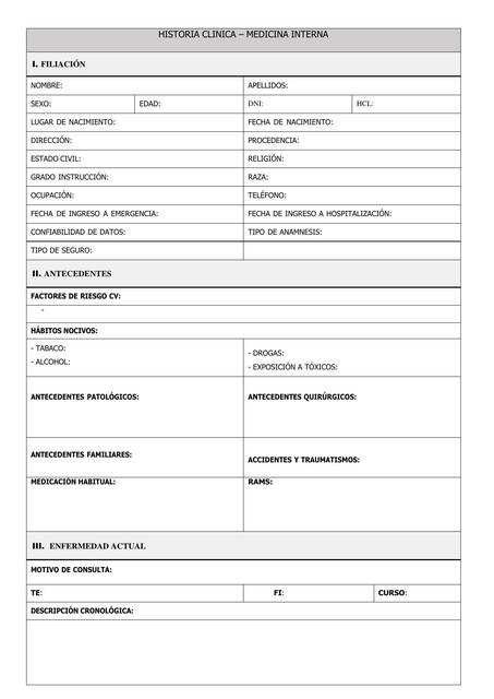 HISTORIA CLINICA MEDICA MODELO PLANTILLA | Tiroxina Med 🩺 | uDocz