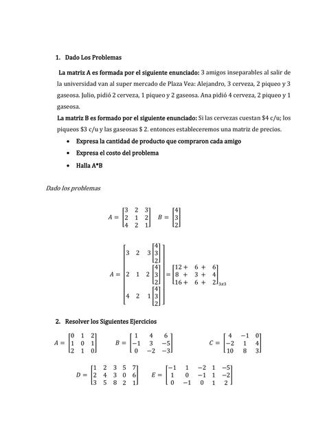 Ejercicios Resueltos - Matrices | TUTORIAL DE MATEMATICAS Y FISICAS ...